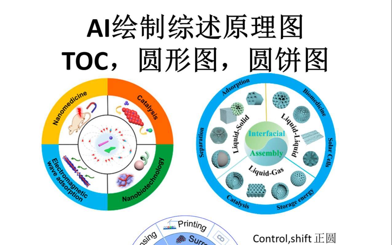 【科研绘图】AI绘制综述review原理图 TOC,圆形图,圆饼图