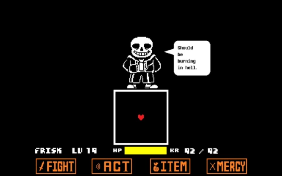 【Undertale Hard Mode By FDY】伤害削弱版困难Sans战全阶段四药通...