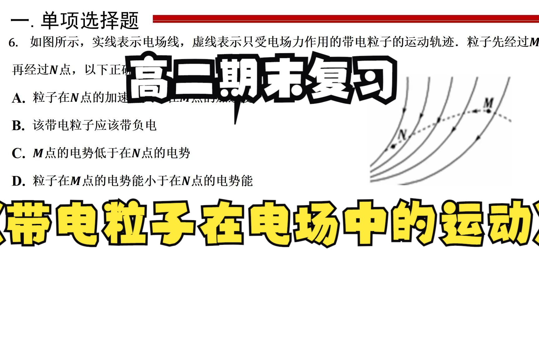 【广东版】6.已知电场线和带电粒子运动的轨迹问题