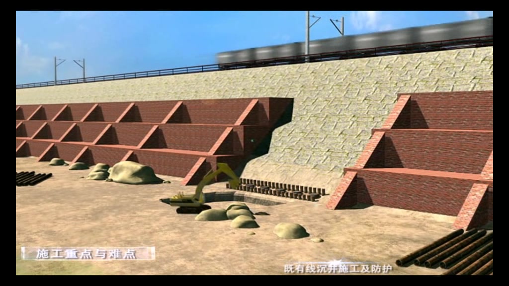 跨铁路三向预应力转体施工斜拉桥三维动画演示
