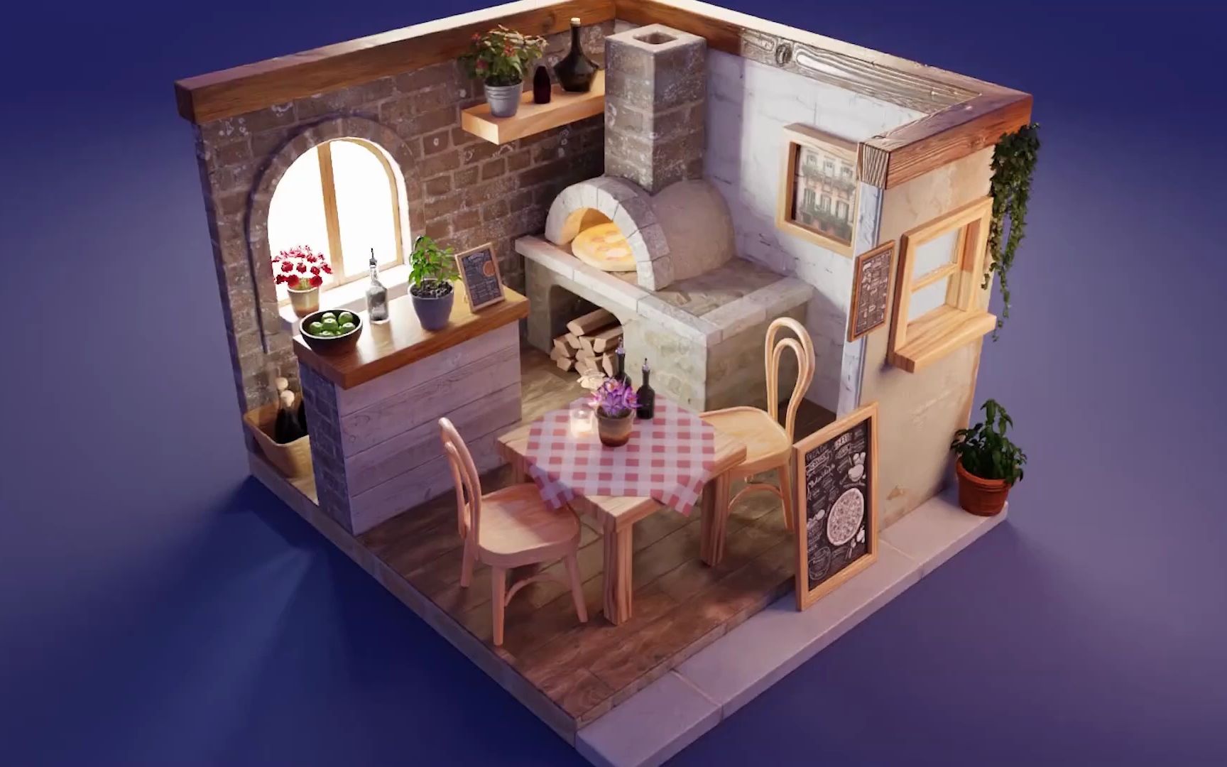 blender教程 |披萨店铺室内3d建模分享