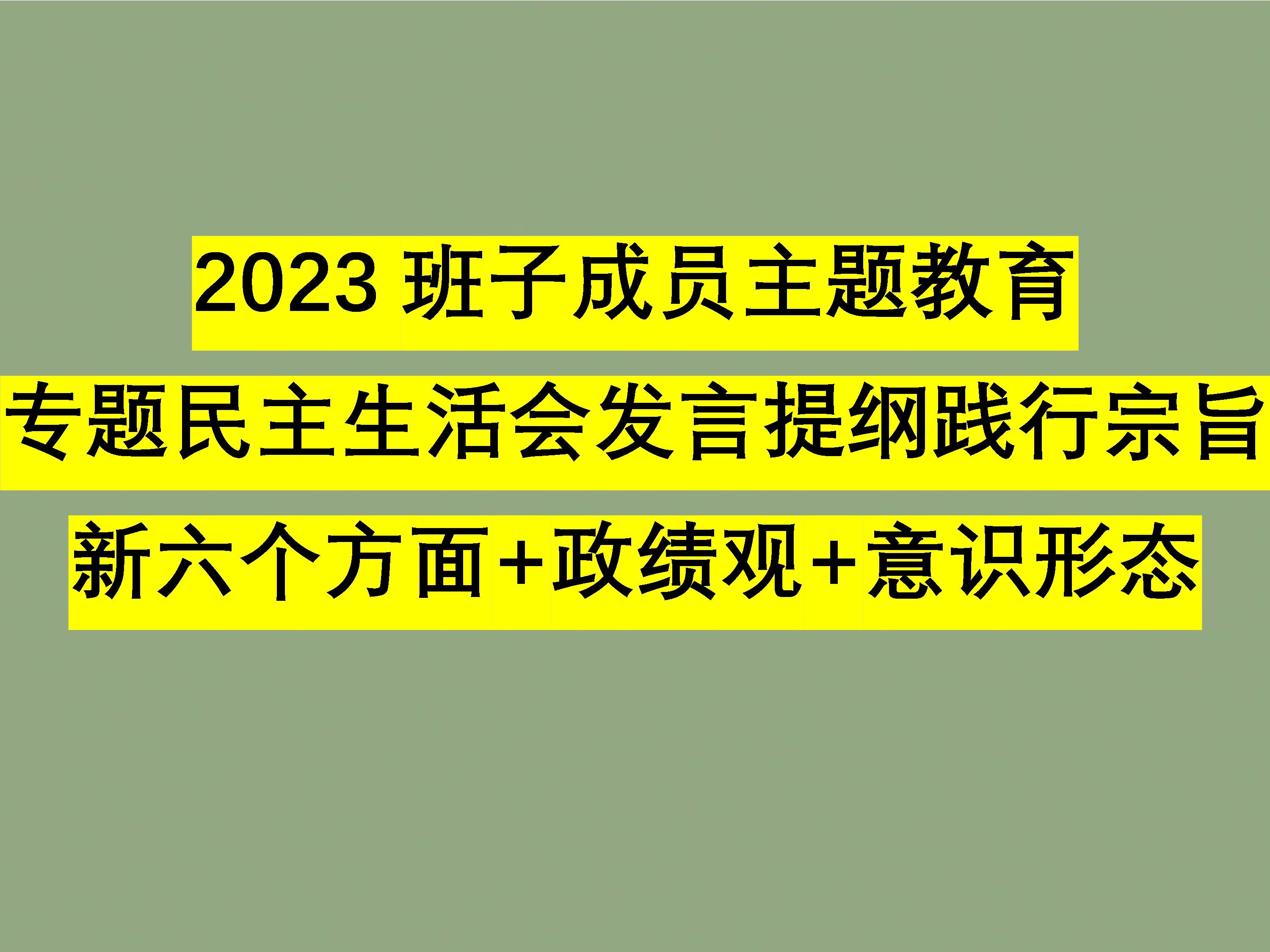 ...教育专题民主生活会发言提纲践行宗旨新六个方面+政绩观+意识形态