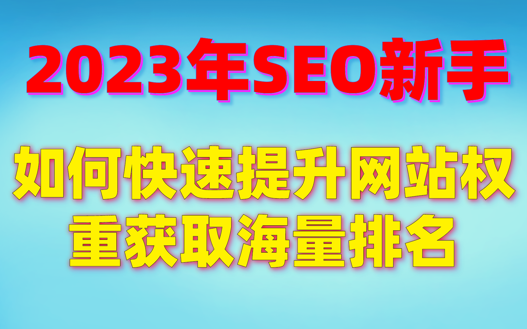 seo网站优化教程:2023年SEO新手如何快速提升网站权重获取海量排名