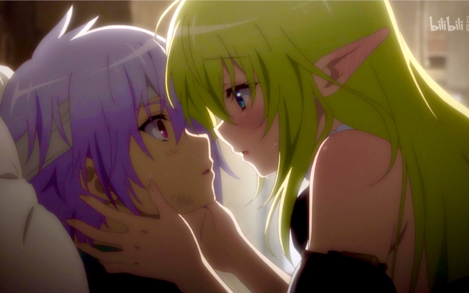 【处初吻拉丝】伸舌头 动漫高甜接吻片段。