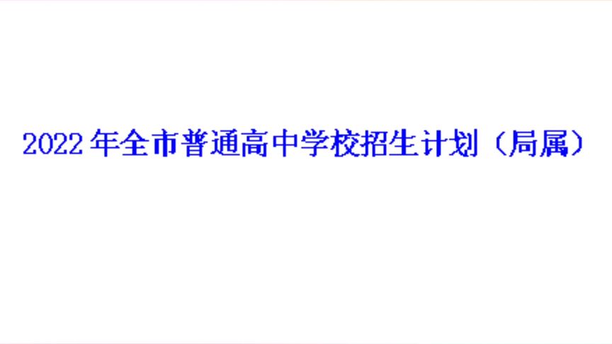 2022年全市普通高中学校招生计划(局属)