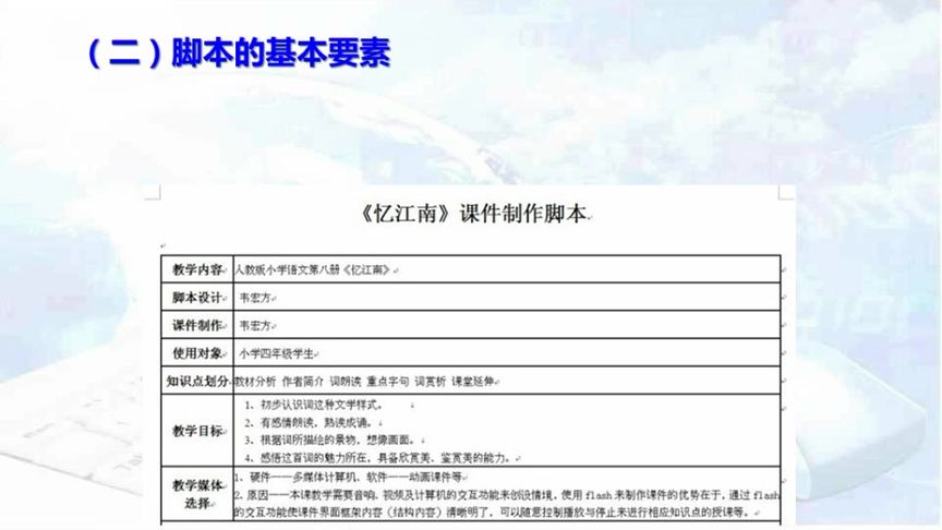 微课:教学设计脚本