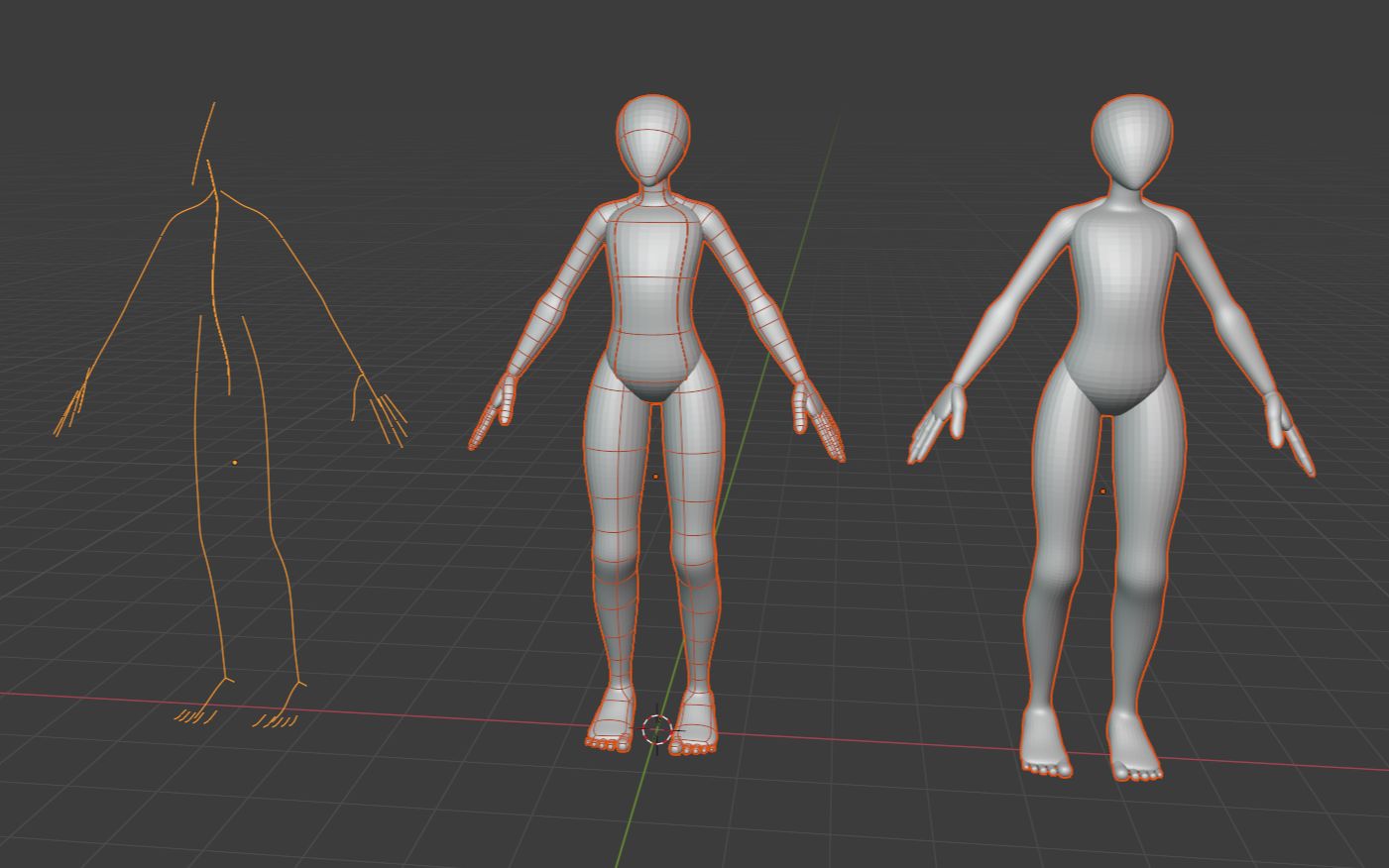 Blender3D蒙皮修改器制作雕刻用人体简模