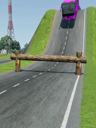 彩色长途城市公交车vs原木陷阱 #汽车动画 #车祸模拟器