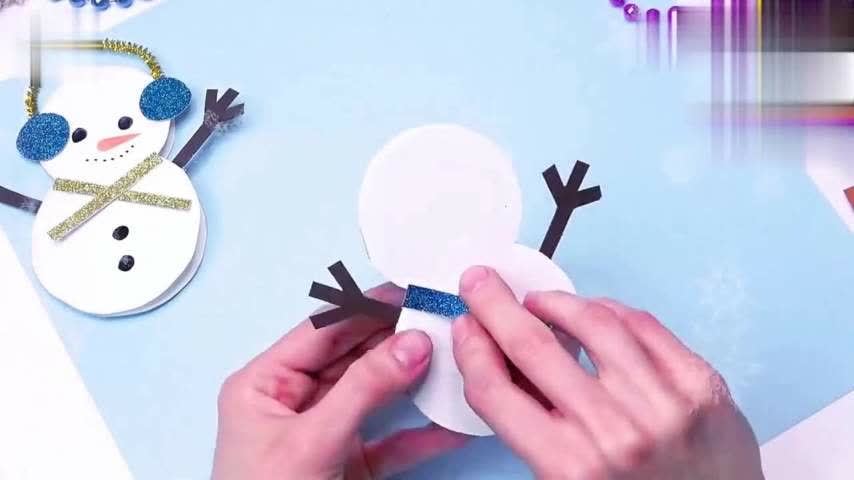 手工制作超简单的圣诞节雪人贺卡,简单圣诞手工贺卡视频制作教程
