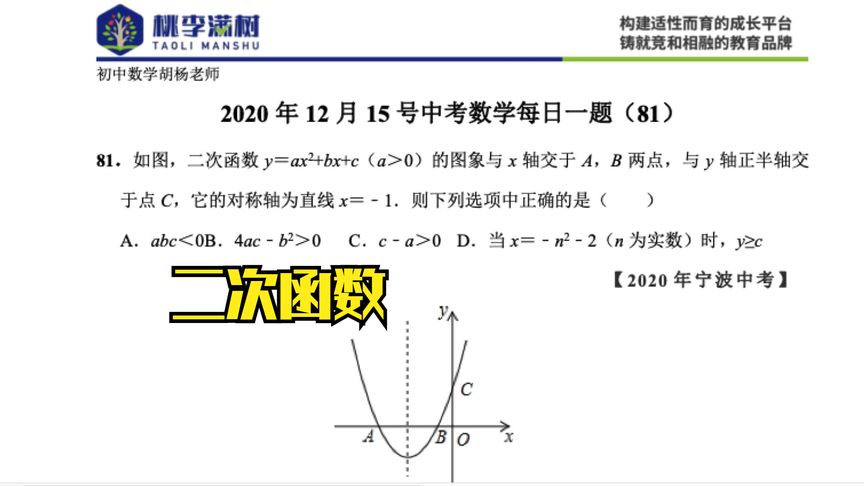 二次函数图像与系数,结合图像来判断选项是否正确