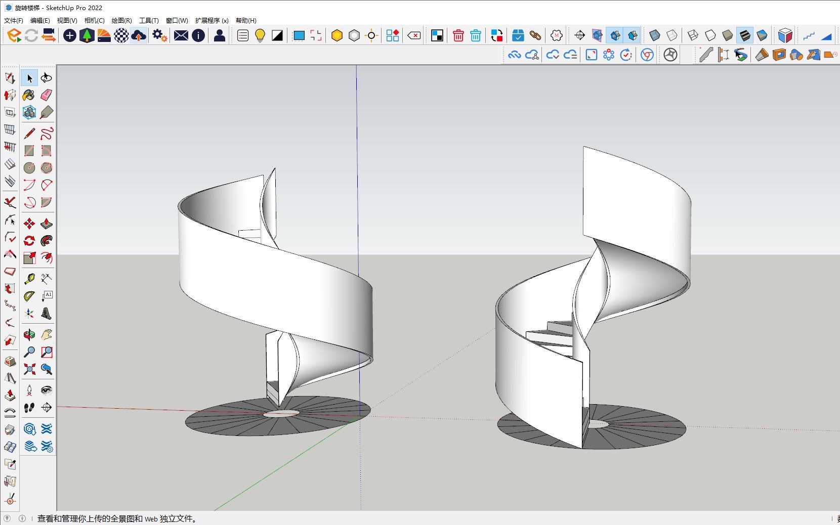搞懂SketchUp 建模逻辑,万能的线,轻松画弧线楼梯!