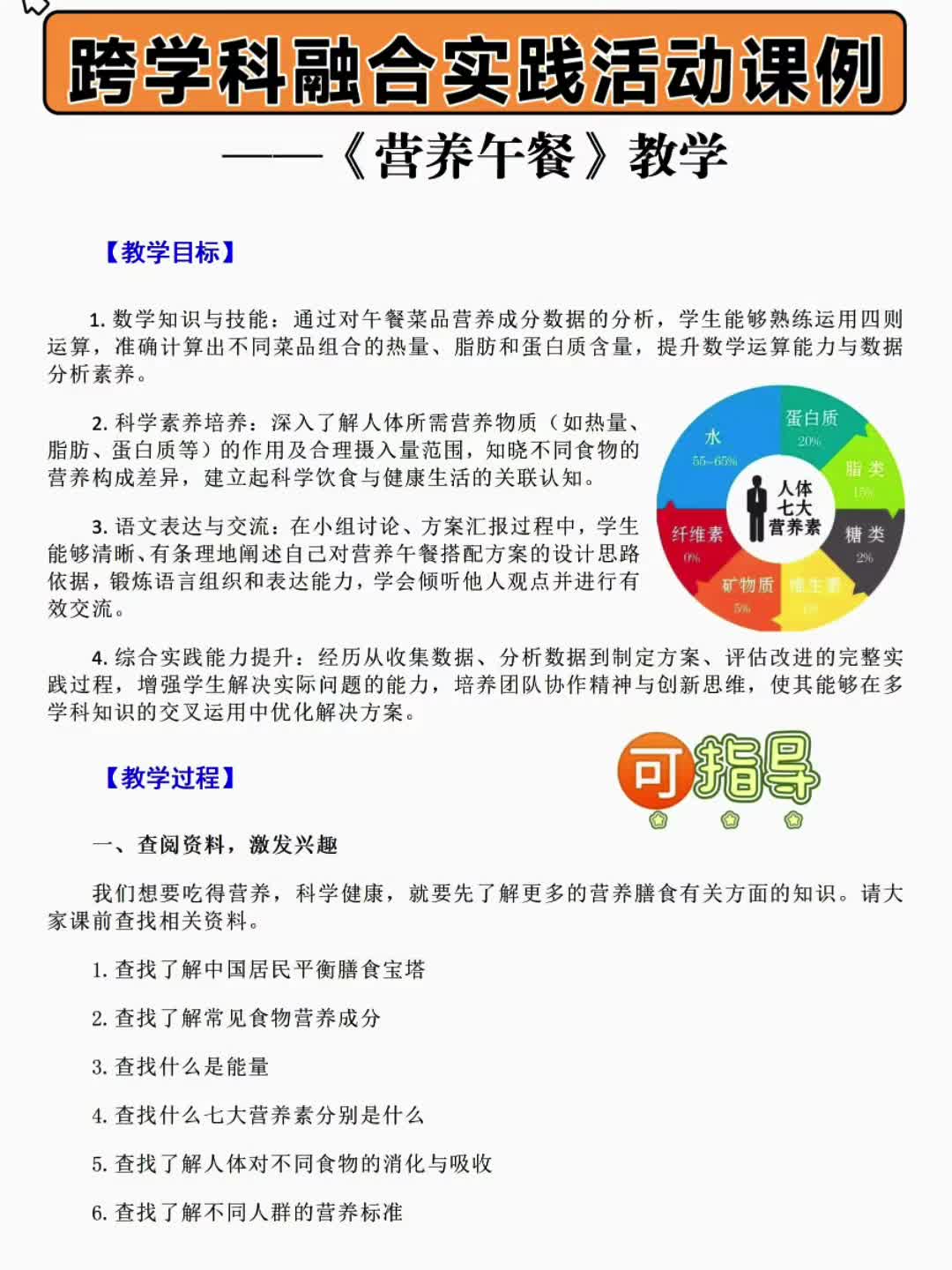 跨学科融合实践活动课例!【教学目标】 1. 数学知识与技能:通过对午餐...