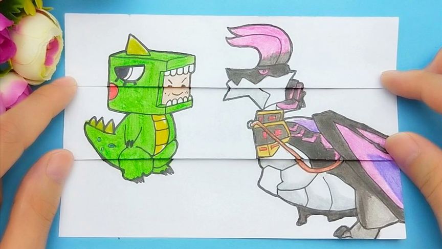 一幅迷你世界搞笑卡通画,迷斯拉召唤黑龙,方法简单太有趣!