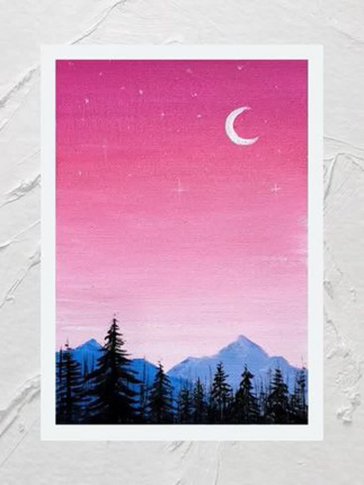 丙烯这样画风景真的简单又好学,适合零基础的绘画教程 步骤很详细,...