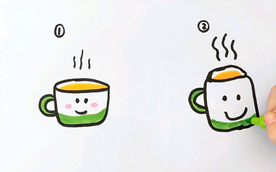 杯子简笔画,创意简笔画,儿童画,亲子画