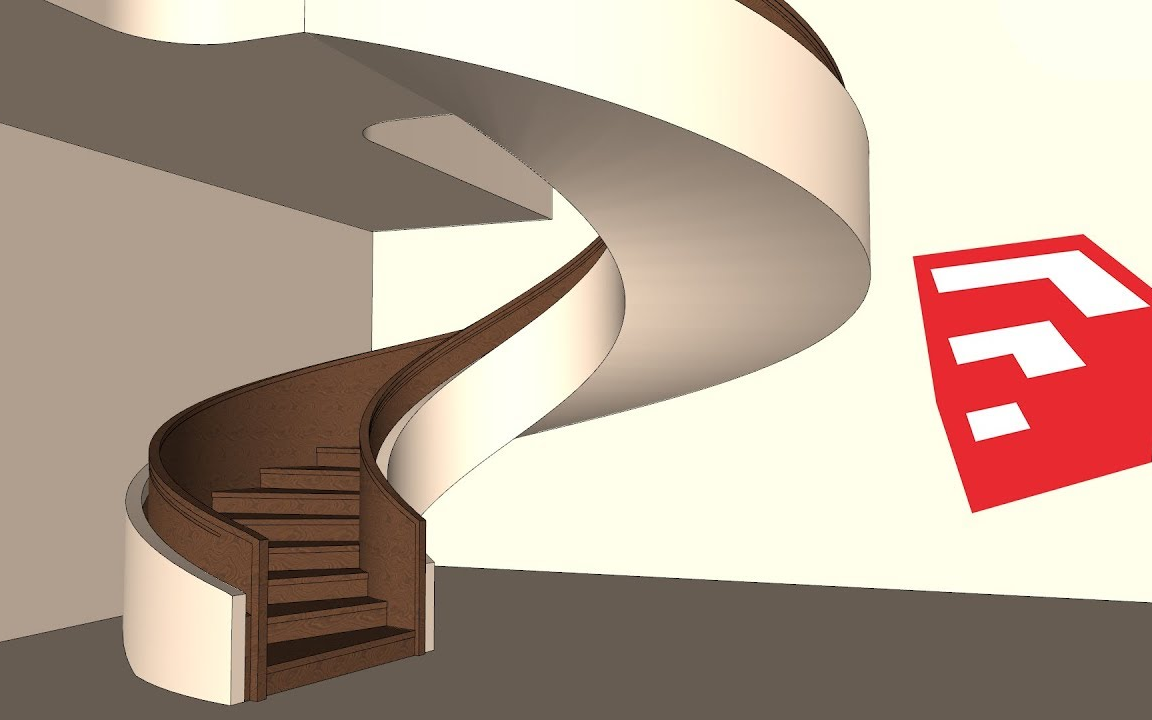 用sketetchUp草图大师建螺旋楼梯