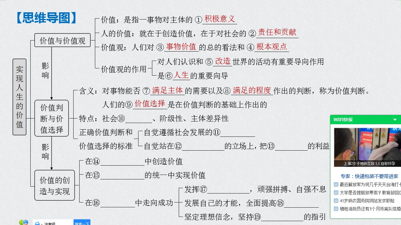 高考政治第一轮复习必修4 10.1 价值观与价值判断和价值选择