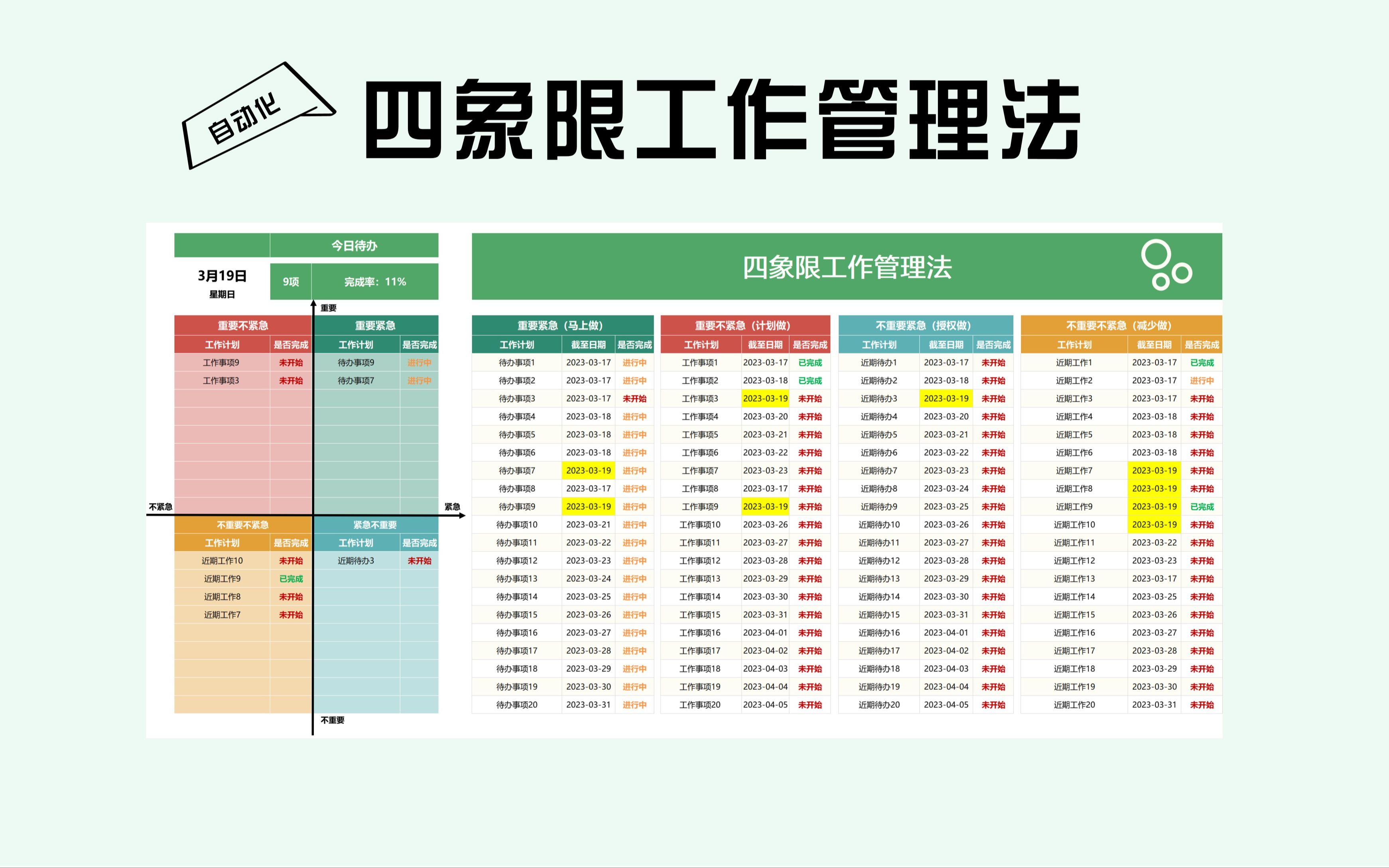 大橘excel-四象限工作管理法