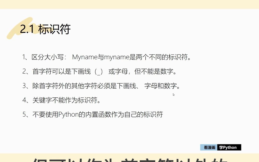 竖屏版《看漫画学Python》2.1 标识符(1)