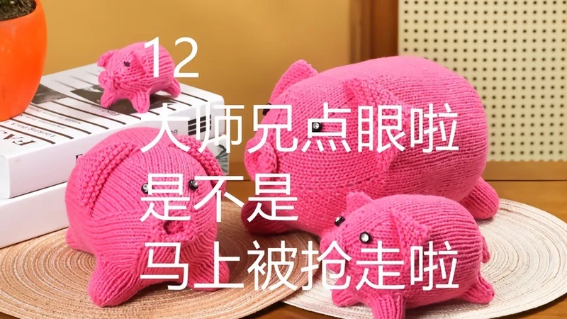 手工编织玩偶猪猪 点眼一步 哈,是不是马上被抢走啦