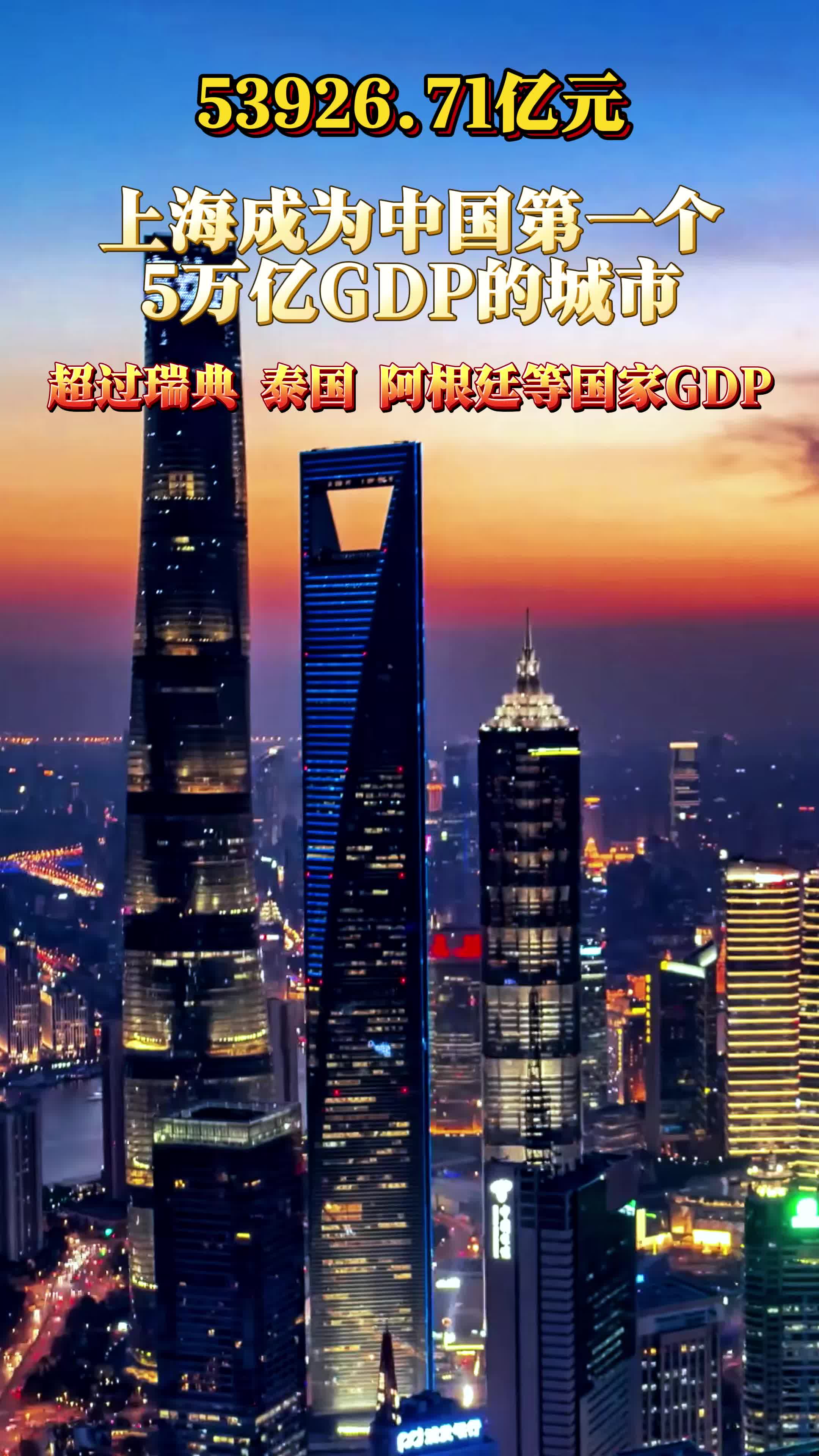 ...排进全球前五,世界级超一线城市!#上海 #上海GDP #航拍 #祖国万岁...