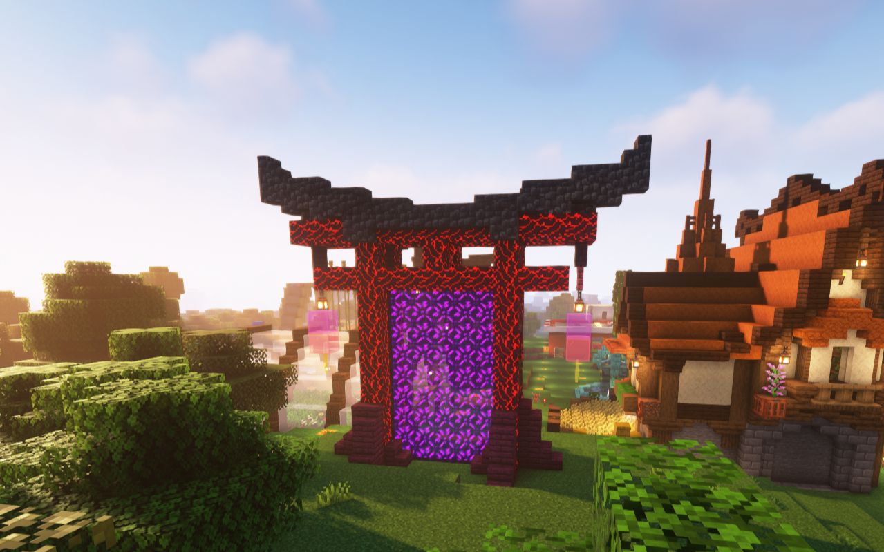 【Minecraft】1.19 一个简单酷炫的地狱门!(我的世界建筑教程)