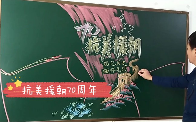 抗美援朝70周年黑板报