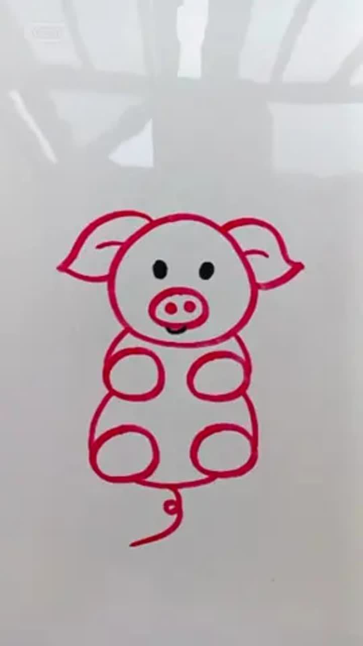 简单几笔画可爱的小猪简笔画 小猪简笔画 画画 启蒙早教 简笔画教程