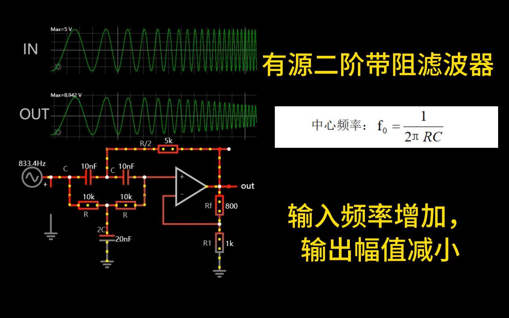 有源二阶带阻滤波器