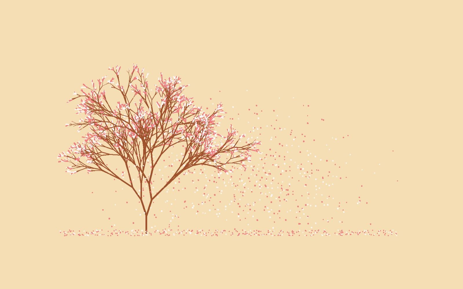 用turtle库绘制花瓣飘落效果的樱花树