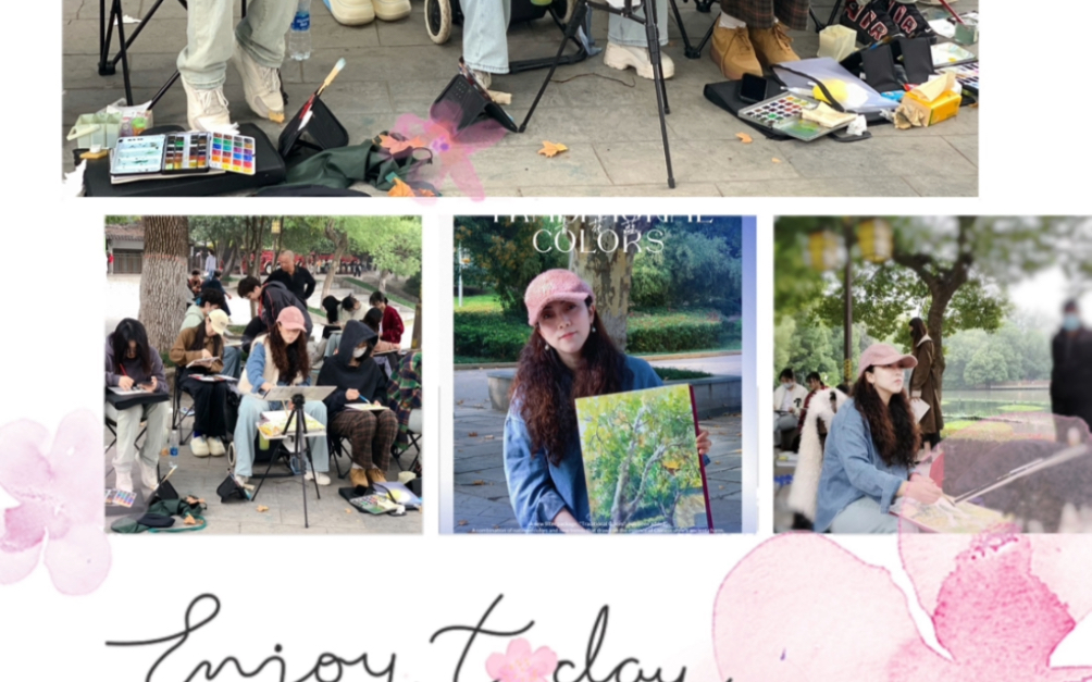 ...洲公园,这几天玉儿老师着重对树的画法做讲解示范,学生们实践训练!
