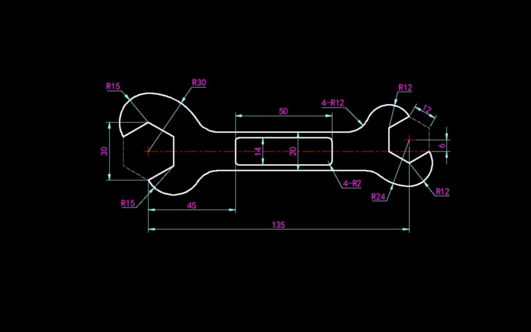 CAD每日一练 CAD绘制扳手