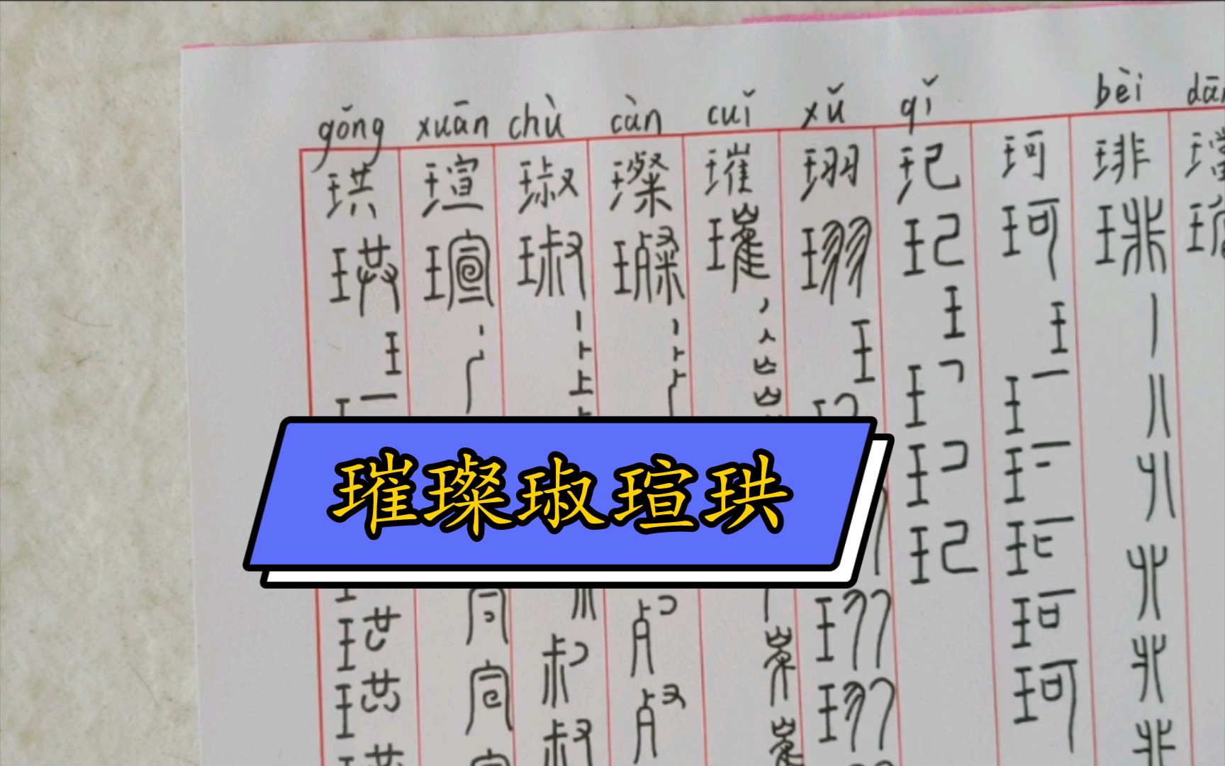 篆書筆畫分解練習44-璀璨