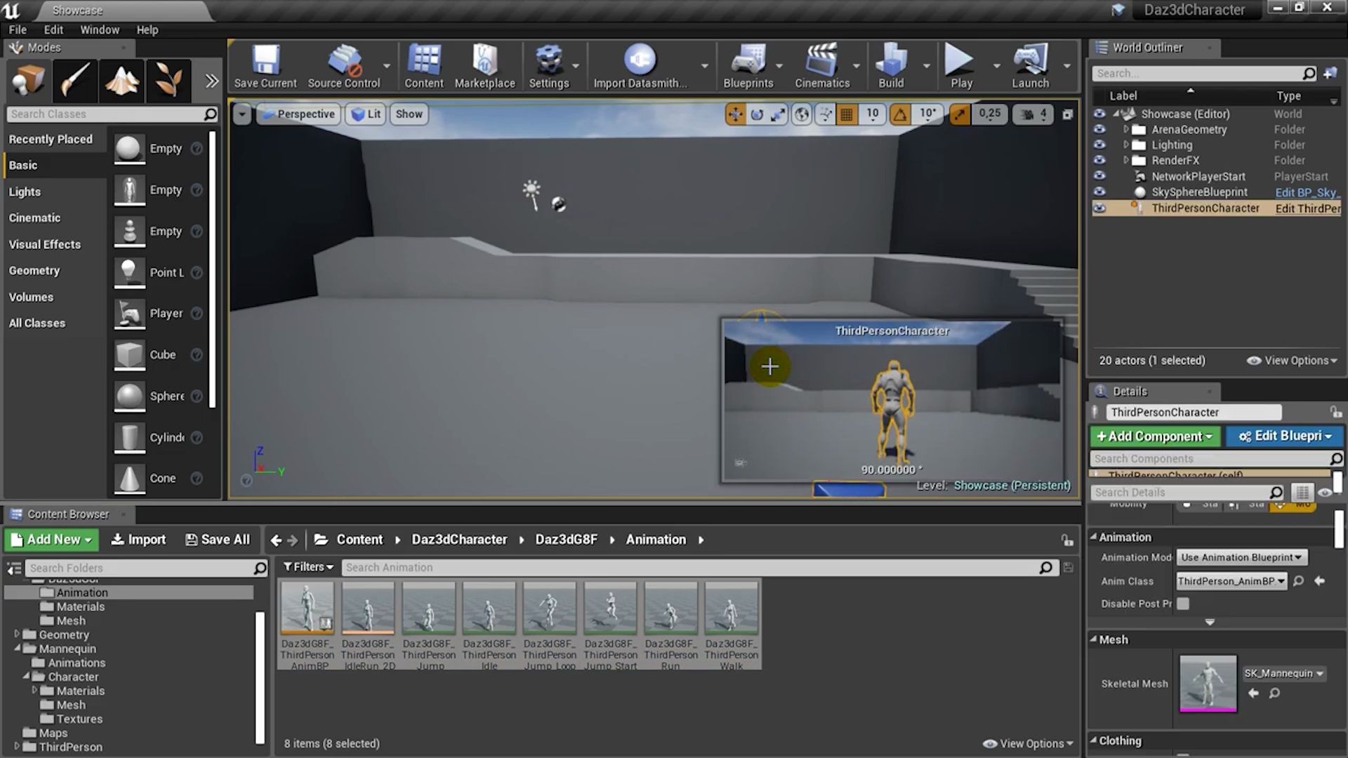 Daz3d模型导入UE4并重定向骨骼动画