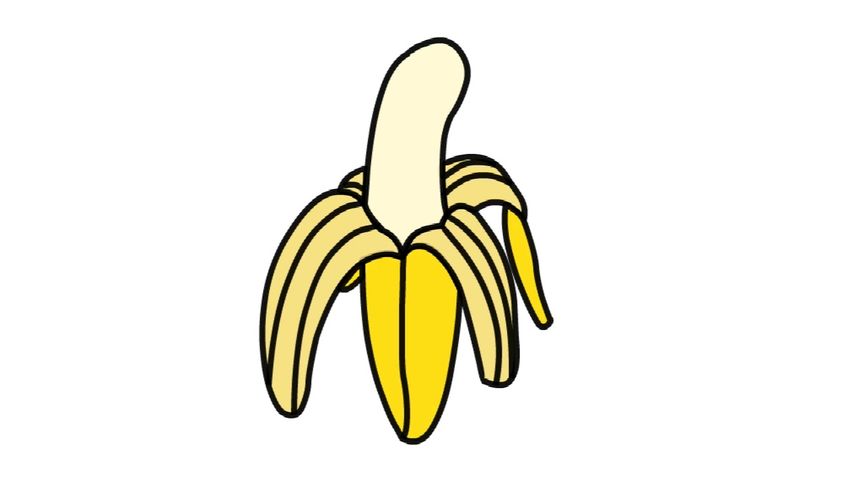 简单绘画剥好的香蕉简笔画画法步骤教程儿童宝宝幼儿学画水果益智