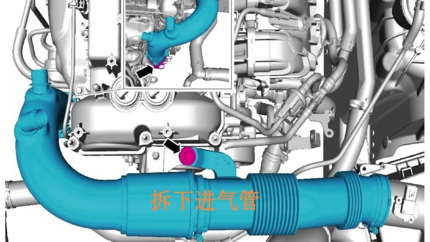 捷豹XJL2.0发动机涡轮增压器拆卸,比极光的难拆一点。