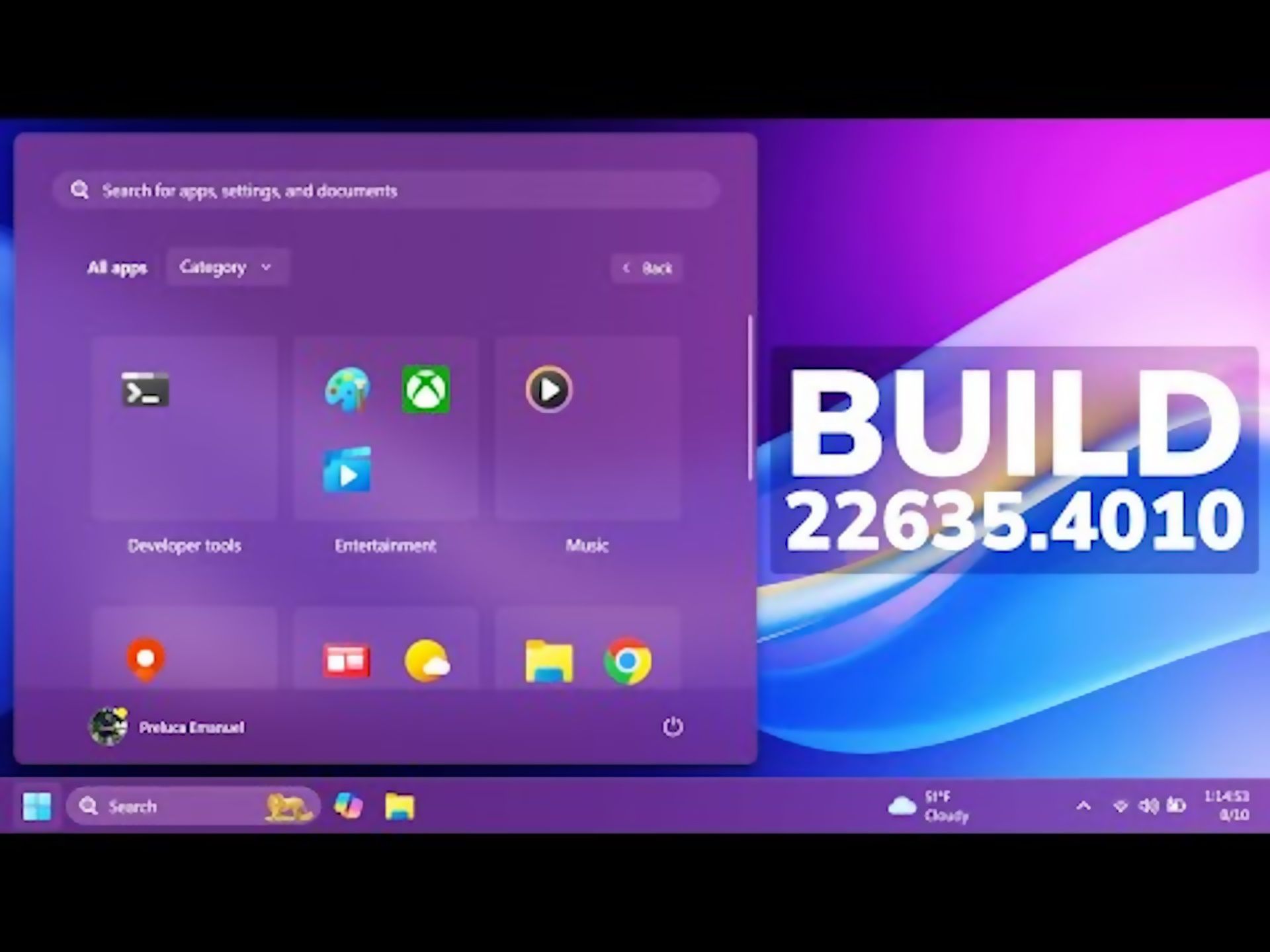...Build 22635.4010 - 新的开始菜单设计、新的任务栏设置和修复(测试版)
