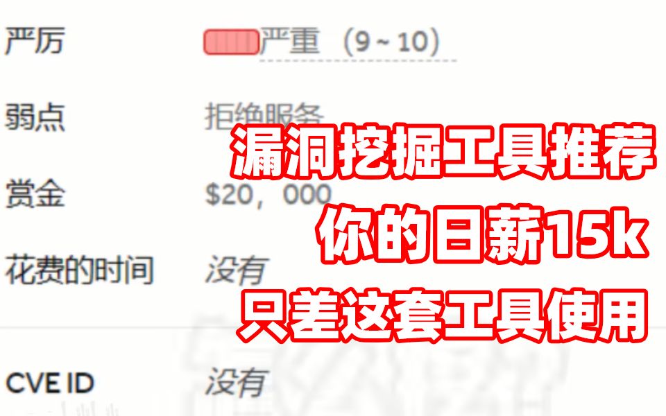 【SRC漏洞挖掘工具】大学生上班族靠挖漏洞每月多赚10k,竟是利用了...