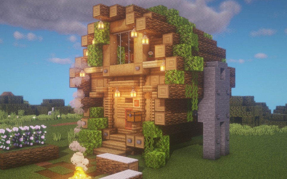 【娃子】教你建造一座温馨实用的森林木桶小屋⭐我的世界建筑教学⭐...