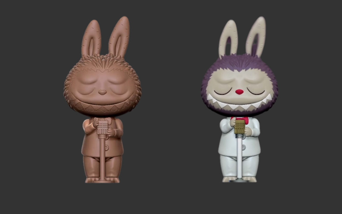 【zbrush】labubu玩偶手办模型制作、zbrush雕刻上色教程