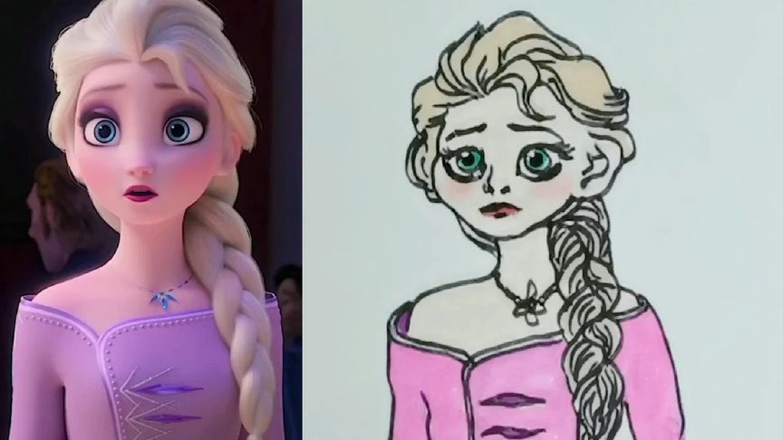 看动画学画画:漂亮的爱莎公主,活泼可爱的爱莎公主