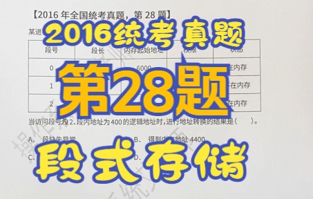 【操作系统】【考研真题】2016年全国统考第28题【段式存储】【...