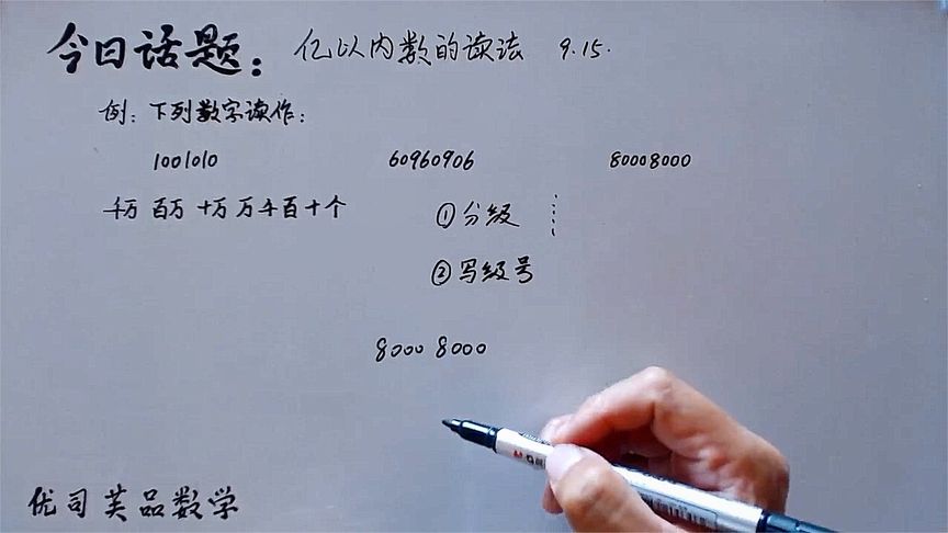 2020四年级数学上册:亿以内数的读法专练,优司芙品数学