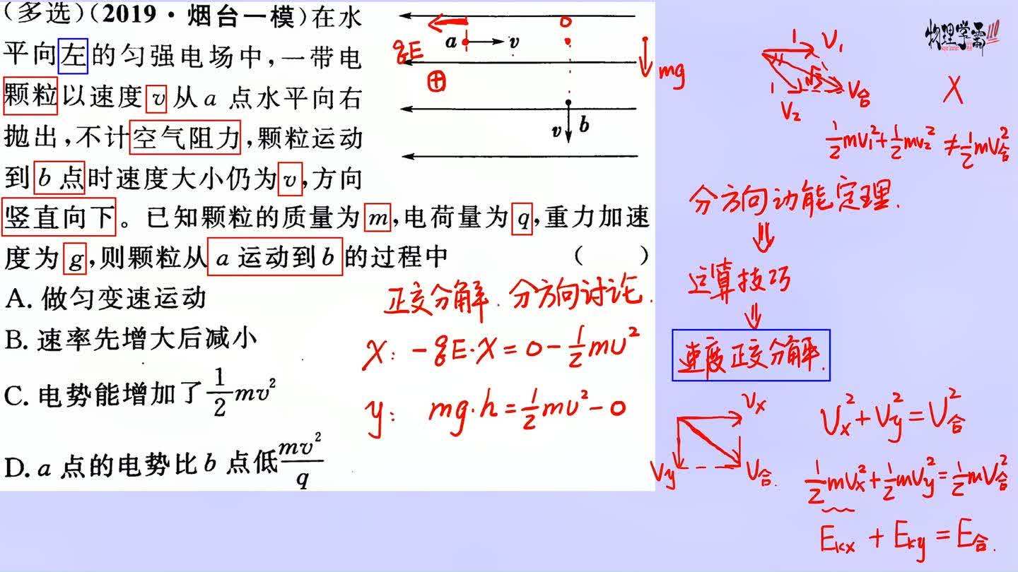 【高考物理母题788】电场+带电粒子+复合场+分方向动能定理