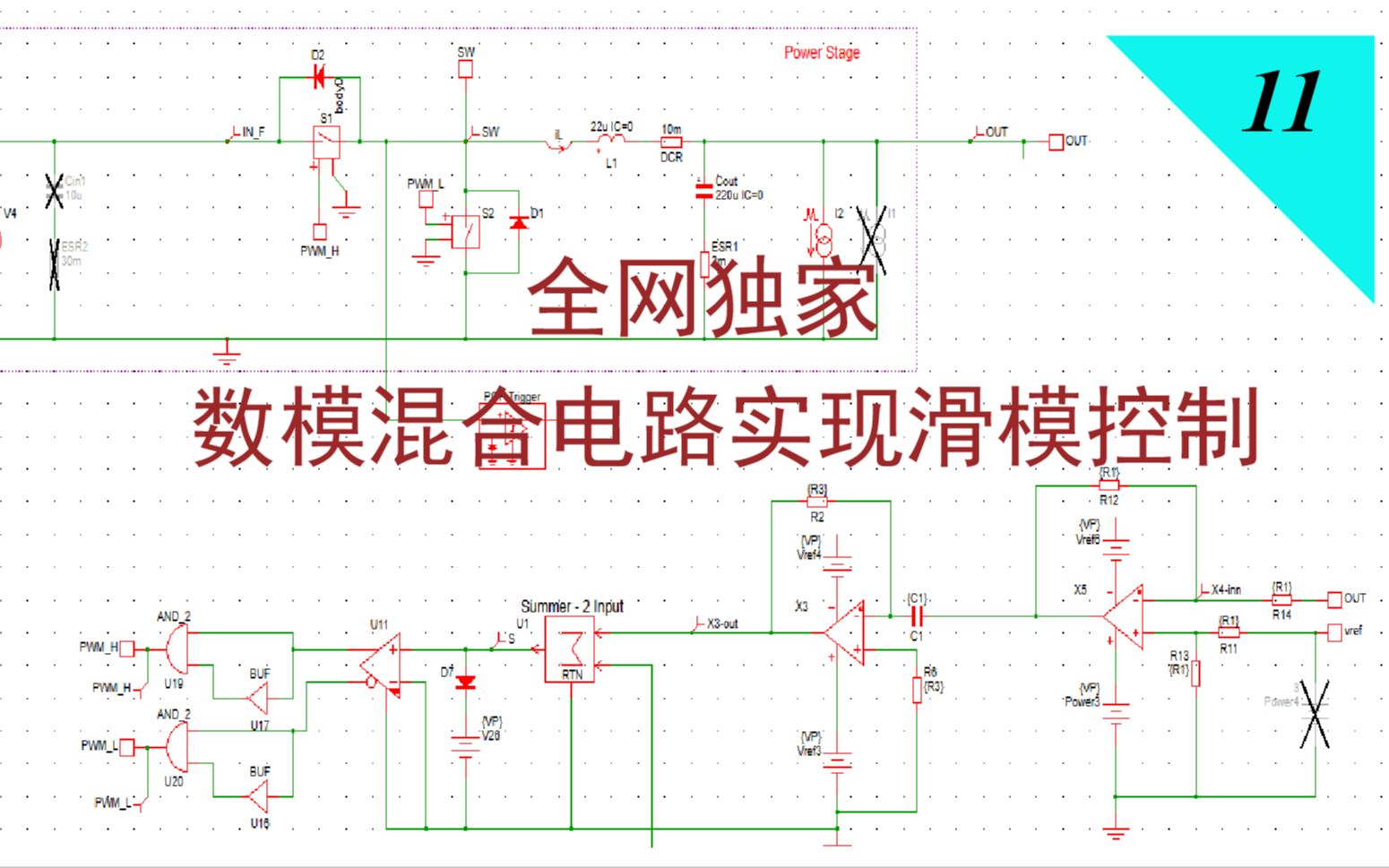 11、数模混合电路实现Buck变换器的线性滑模控制(Simplis实现)