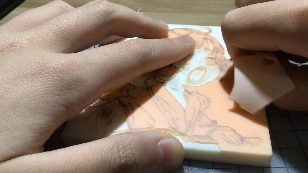 【橡皮章】撕大块可揭留白的愉悦过程～