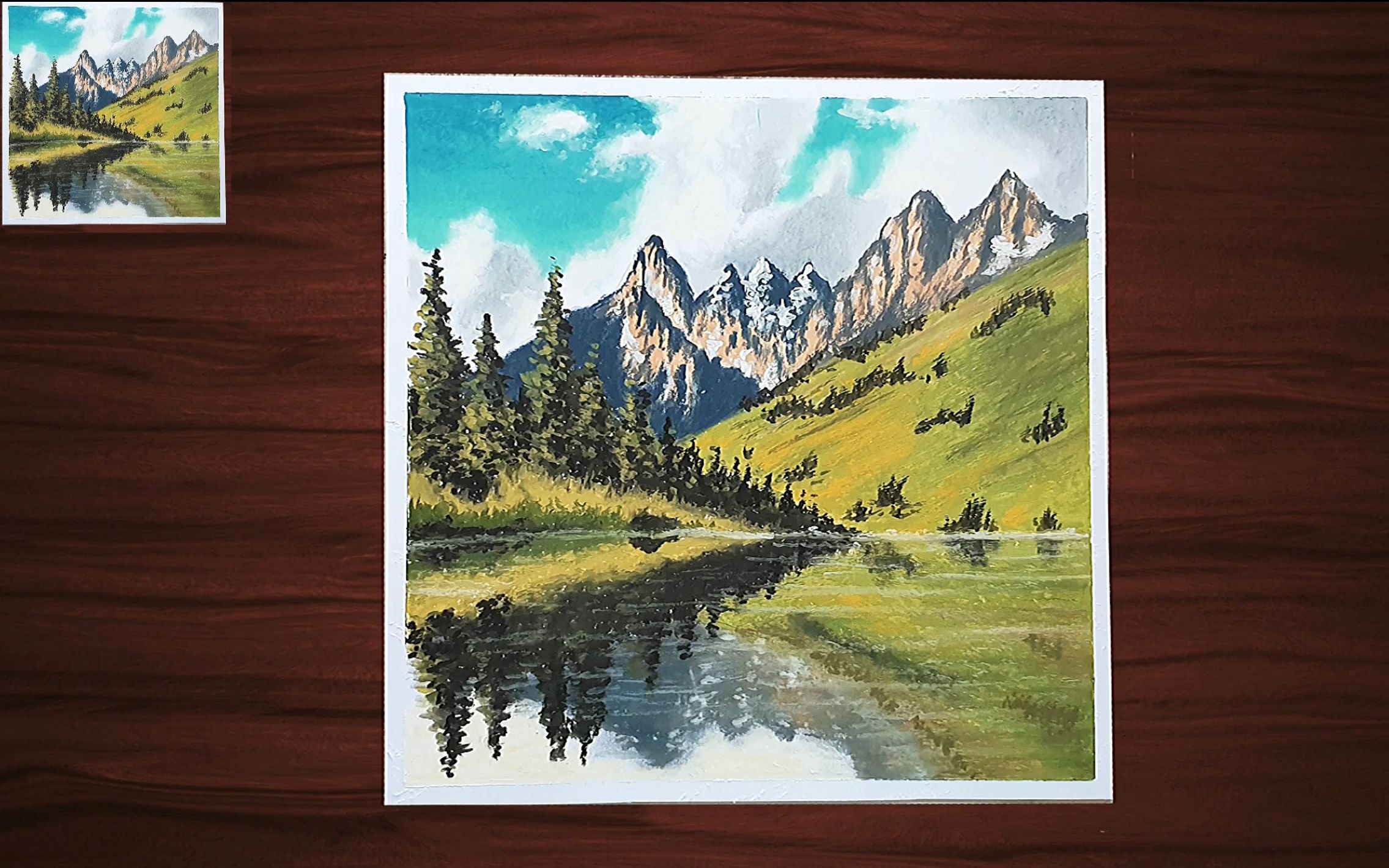 雪山美景|全网最容易上手的油画棒风景教程,不观看就太可惜了