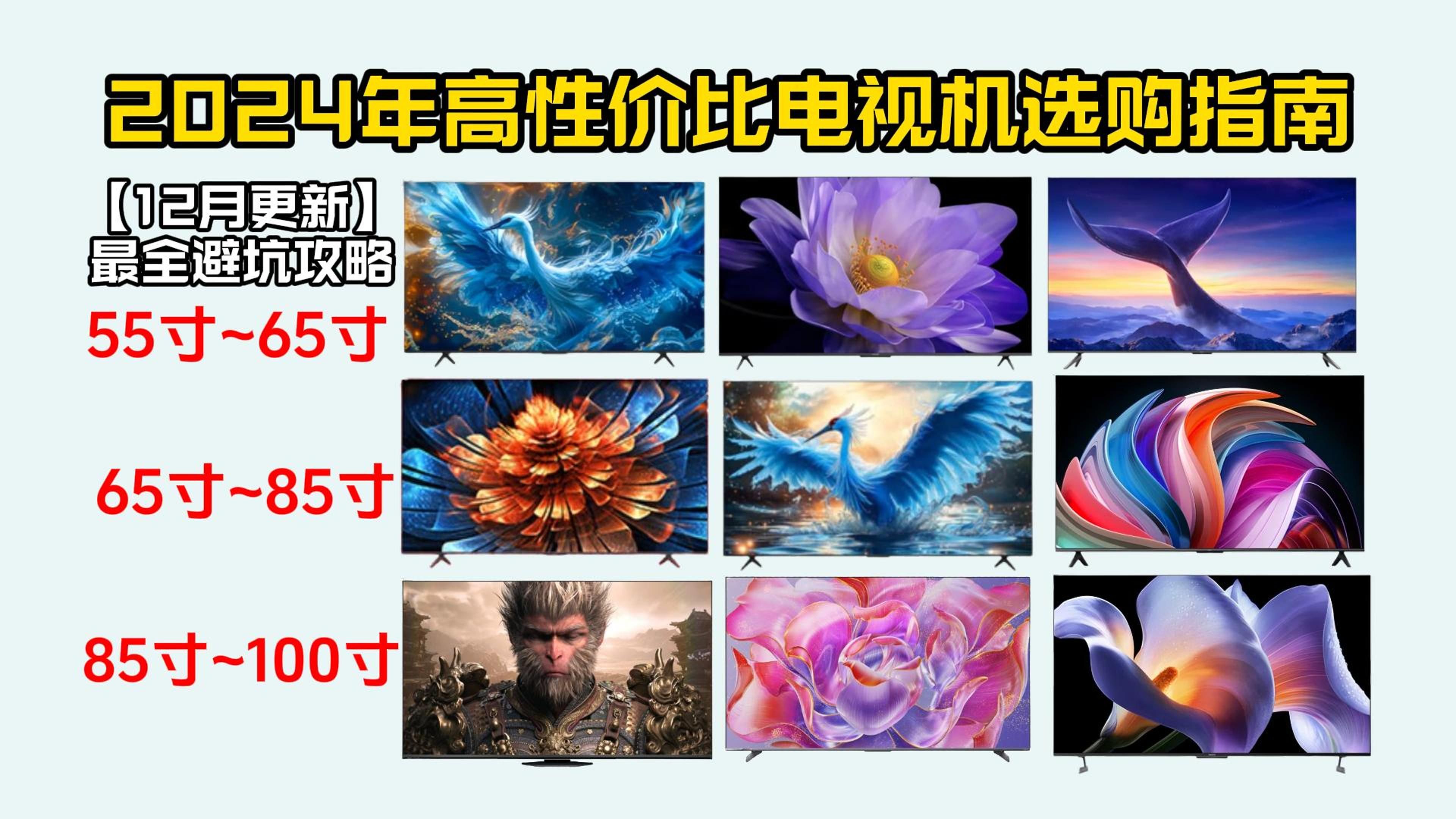 【电视机国补攻略】2024年12月超高性价比电视机选购全攻略+全价位...