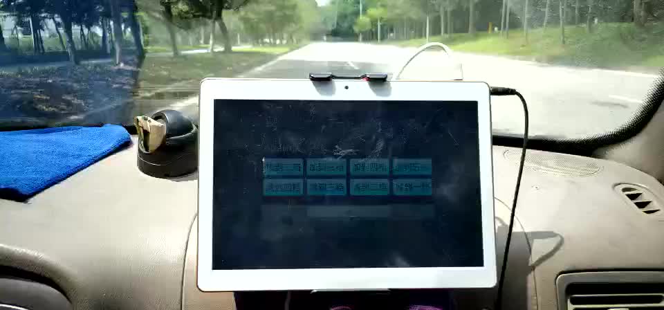 教练车系统安装完成,路线测试中,人脸识别刷卡记时一体机