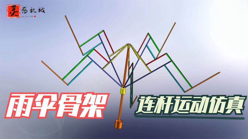 应粉丝朋友的要求:制作的雨伞骨架连杆机制仿真动画!
